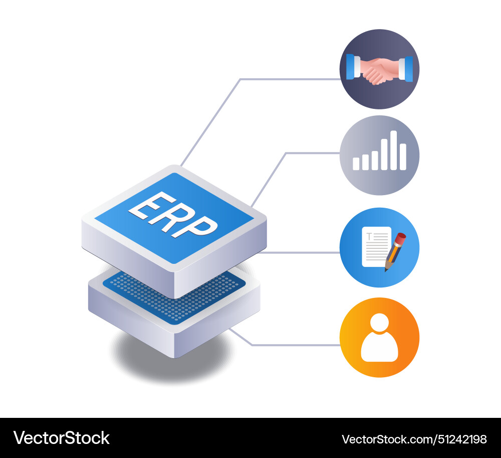 Erp network business management infographic flat Vector Image
