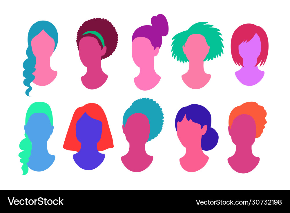 Female faceless profile pictures avatars Vector Image