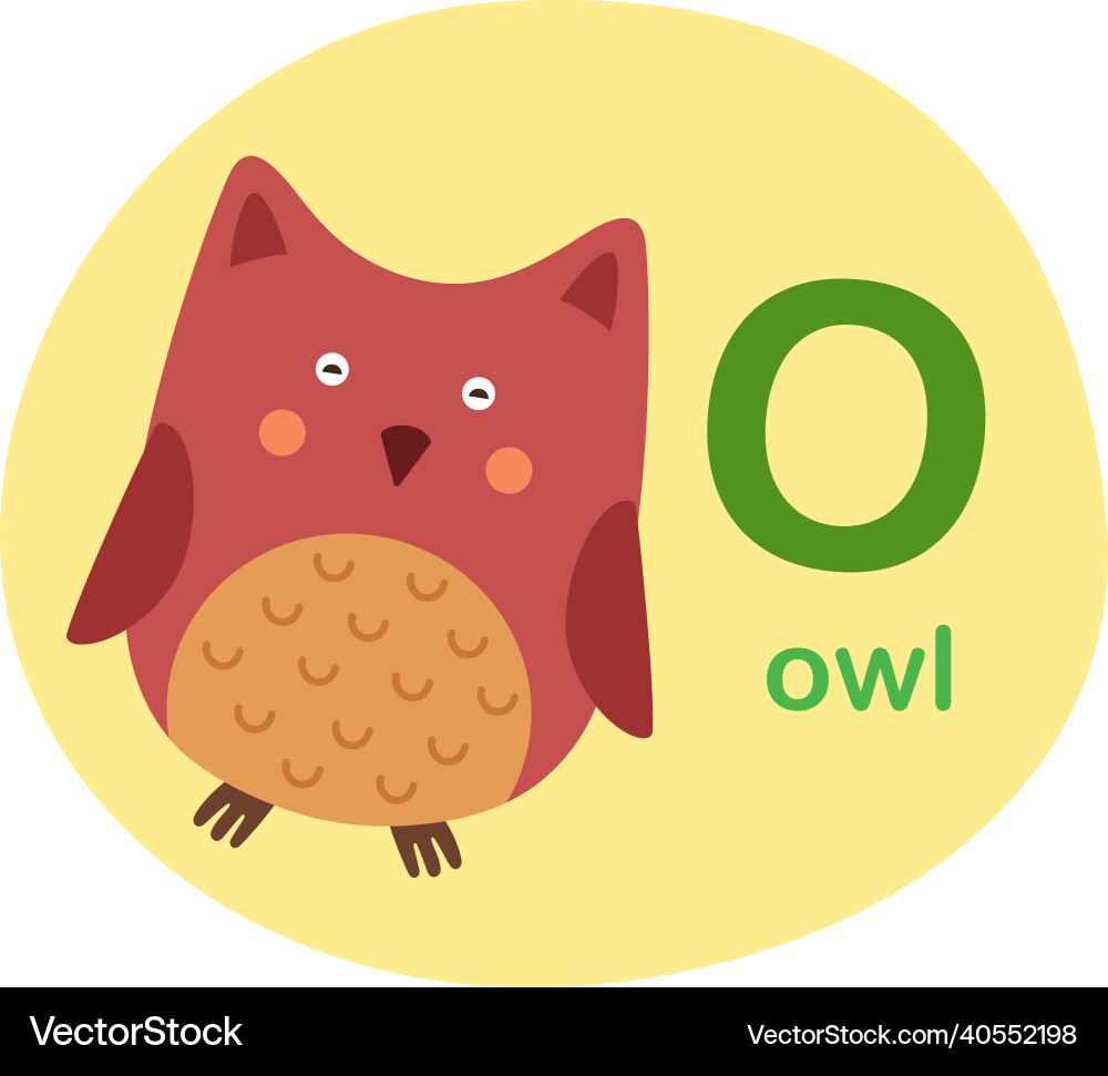 Isolated alphabet letter o -owl Royalty Free Vector Image