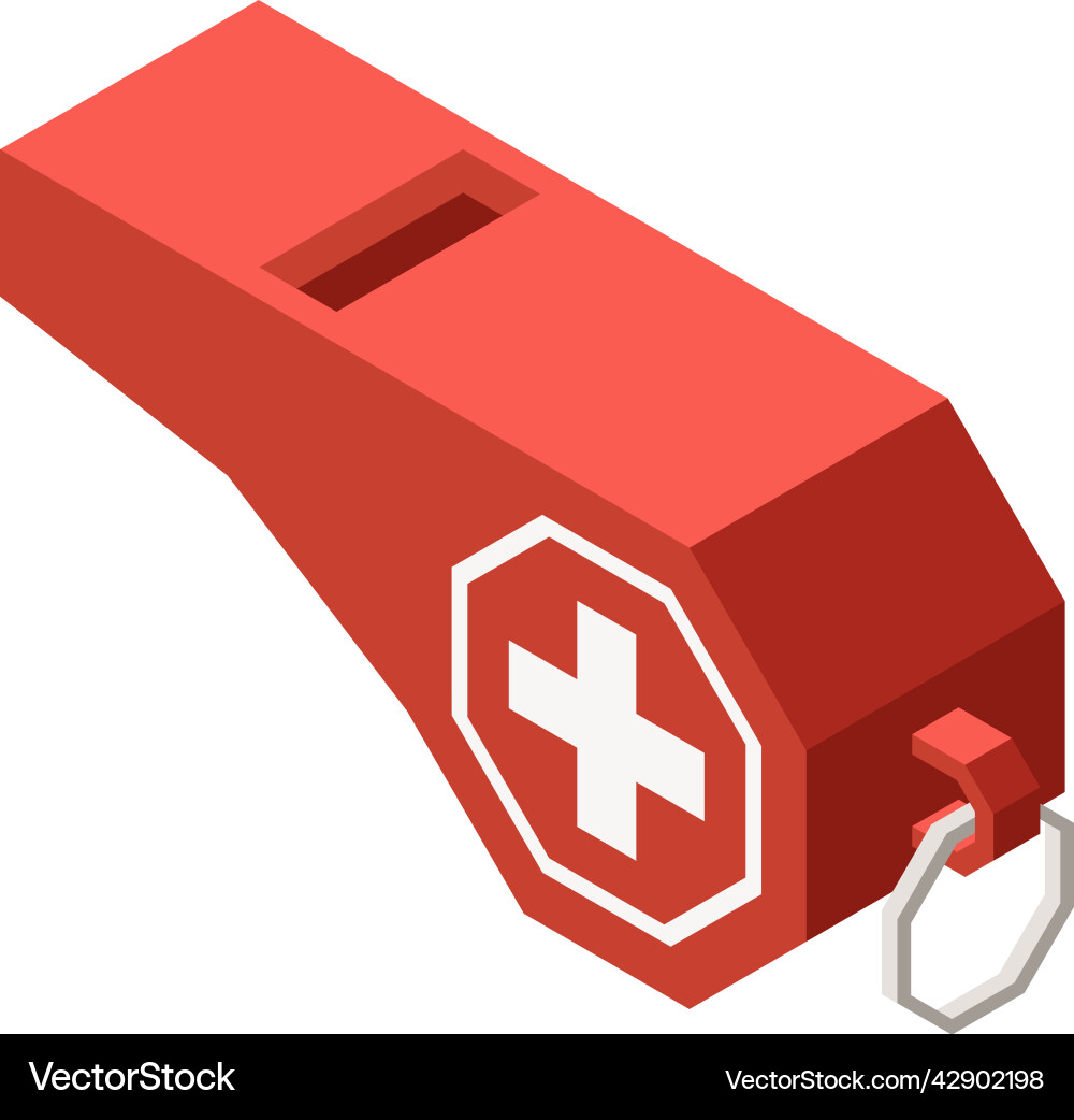 Isometric lifeguard whistle composition Royalty Free Vector