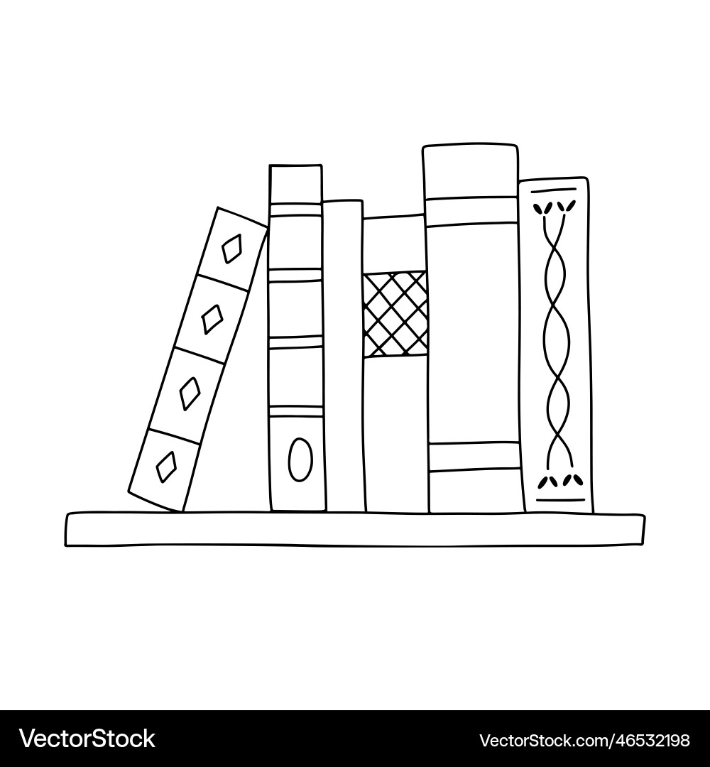 Line books stack on bookshelf outline Royalty Free Vector Line books stack on bookshelf outline Royalty Free Vector