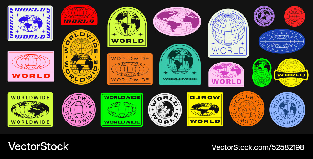 World sign worldwide icon badge planet Royalty Free Vector