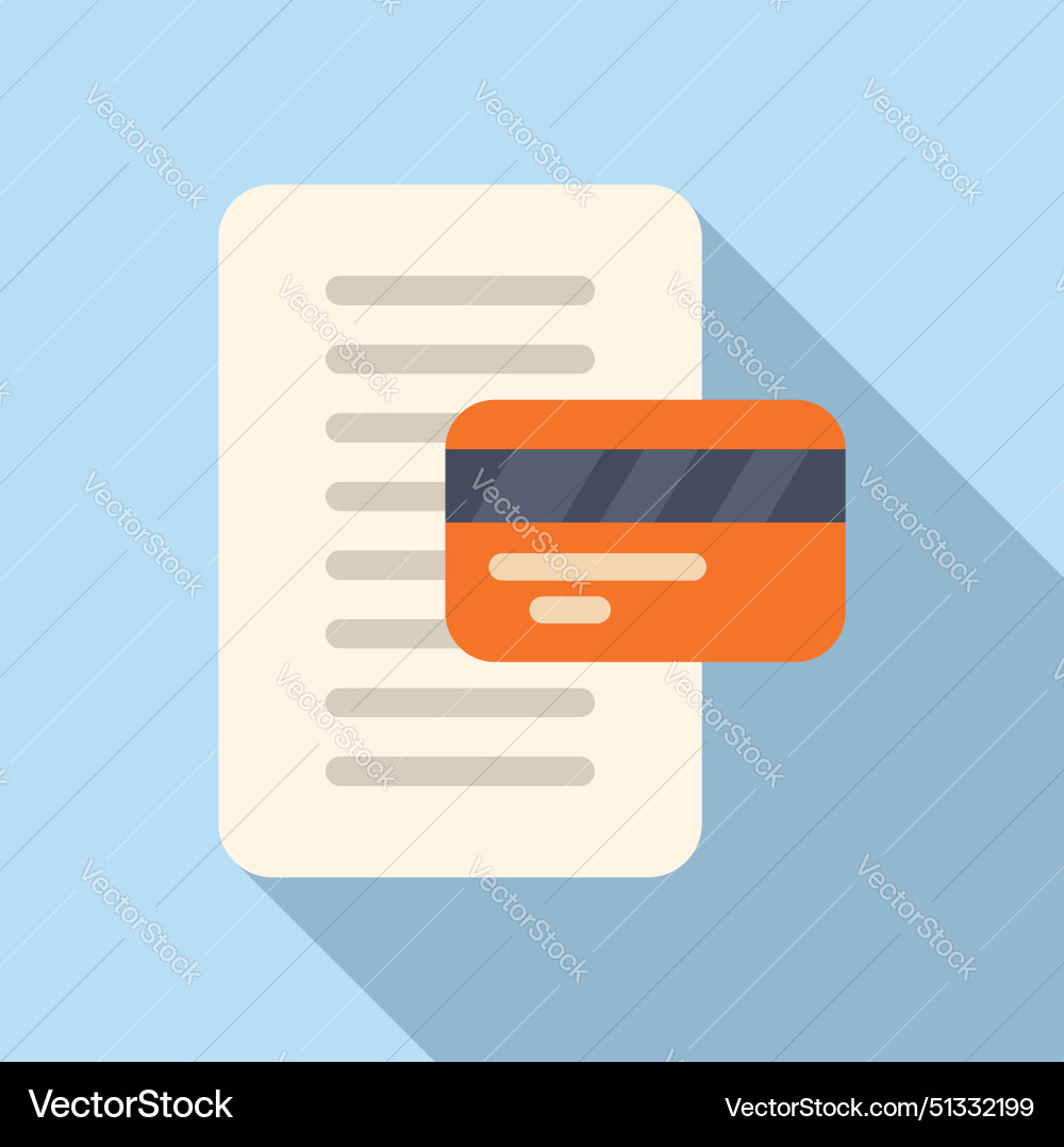 Credit card and receipt on blue Royalty Free Vector Image