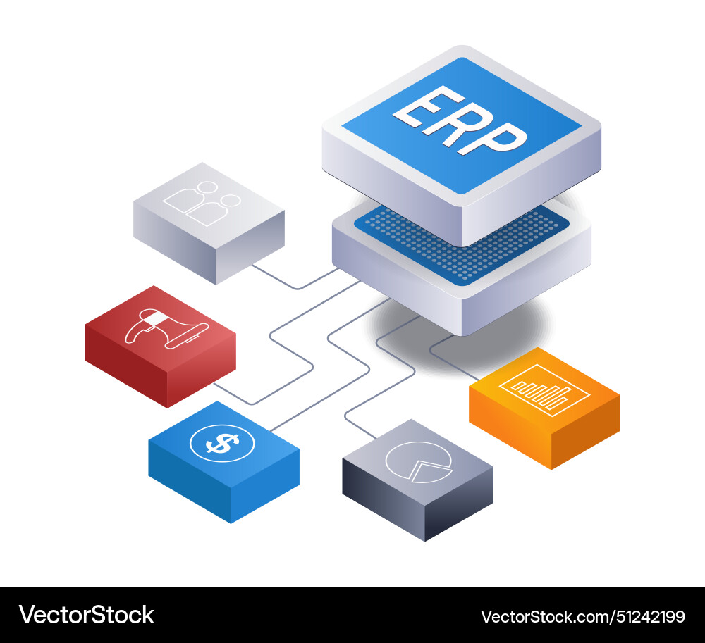Erp network business technology infographic 3d Vector Image