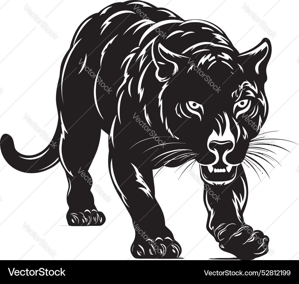 Fierce feline running panther symbol Royalty Free Vector
