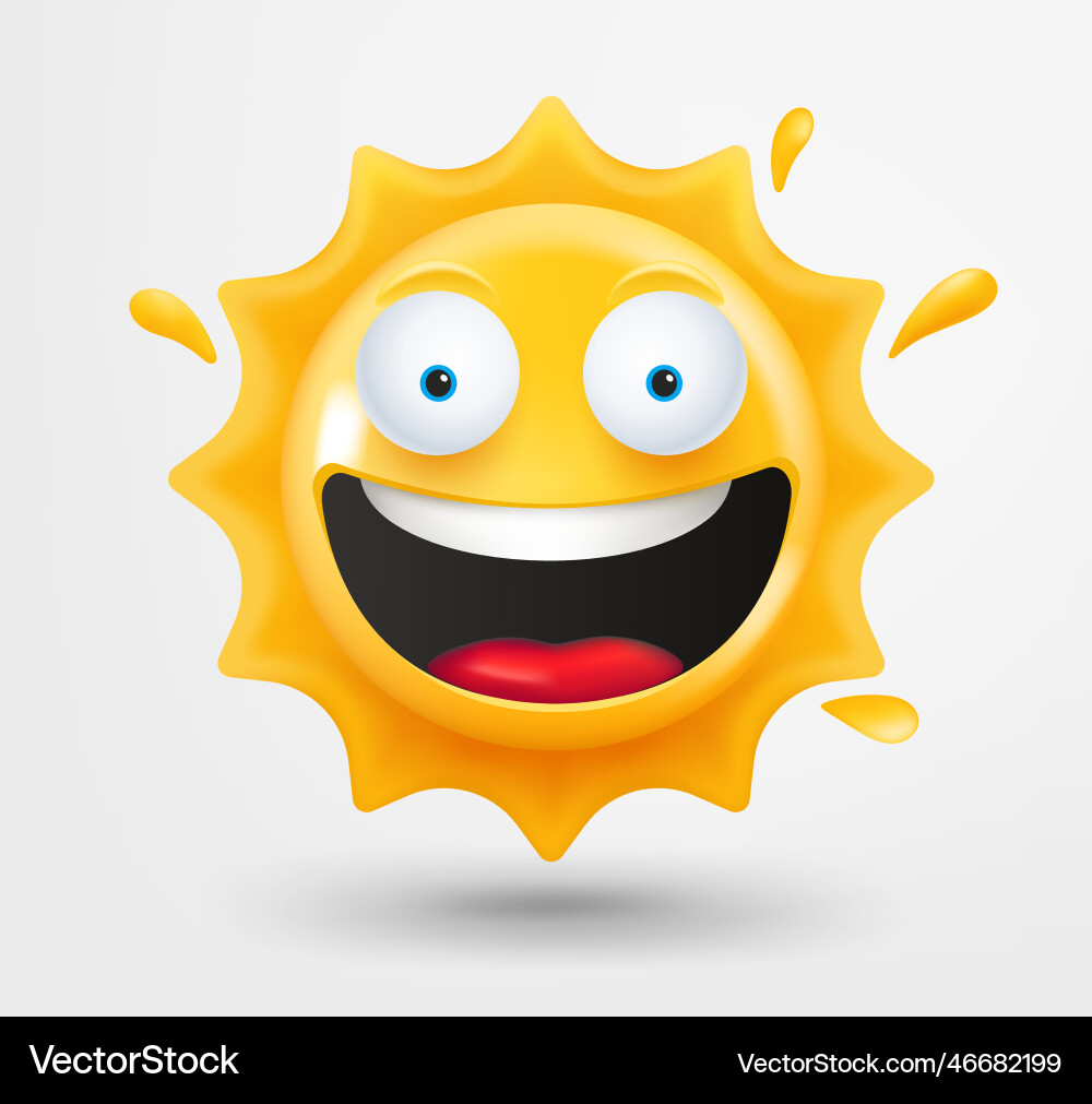Laughing sun emoticon with sunglasses 3d emoji Vector Image