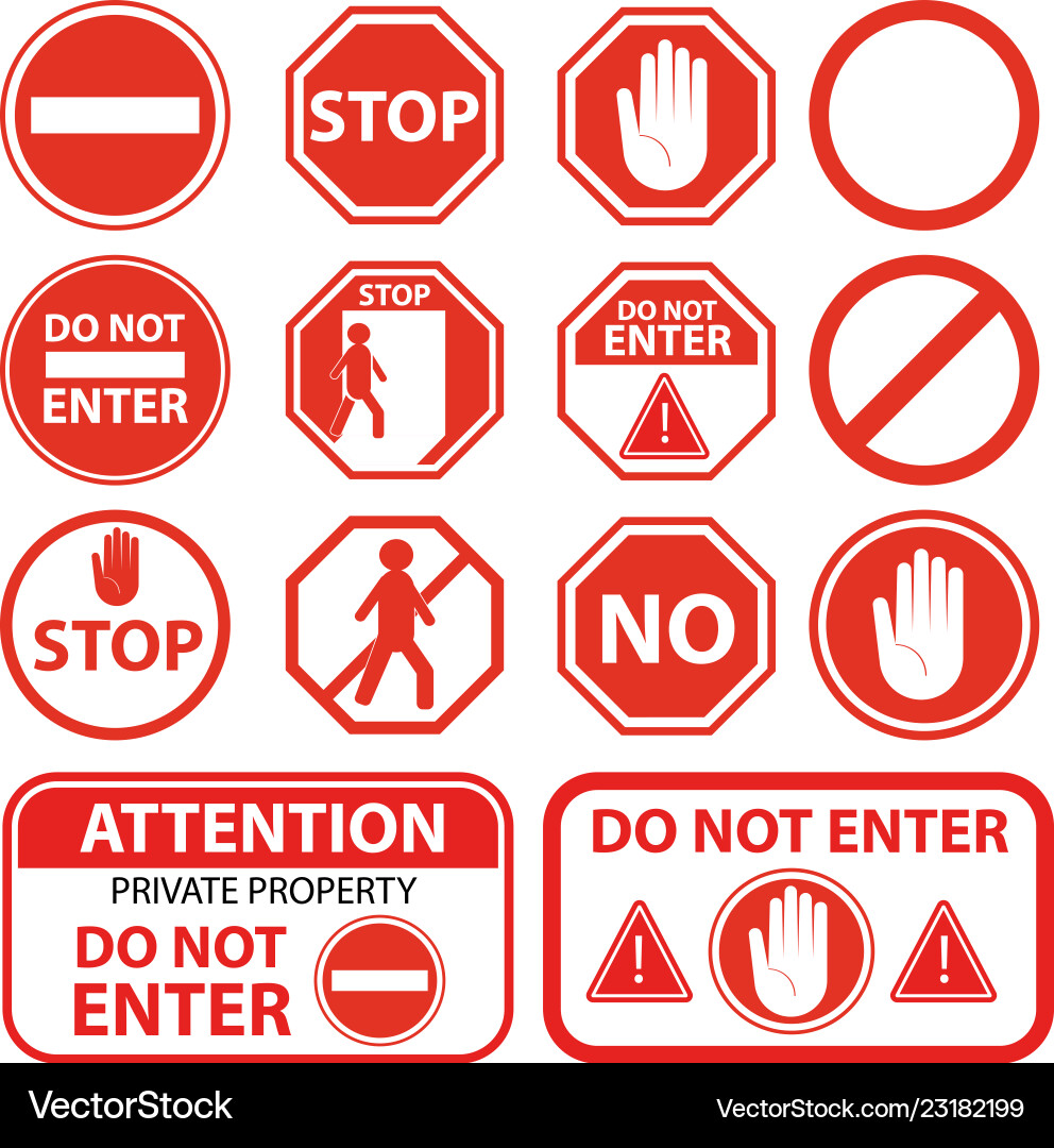 Red Stop Signs Icon Collection Royalty Free Vector Image