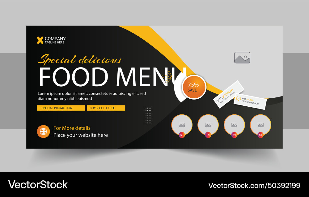 Restaurant fast food cover or web banner design Vector Image