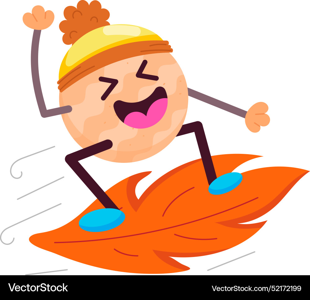 Weba flat style cartoon of flying leaf Royalty Free Vector