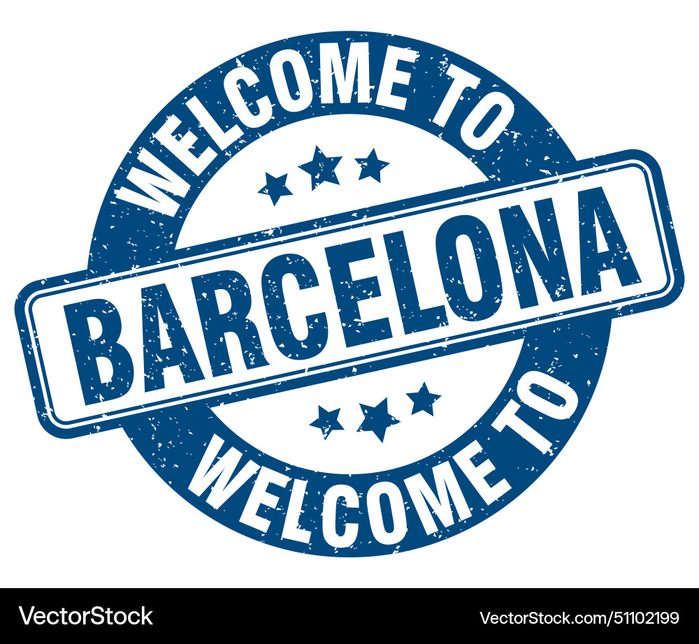 Welcome to barcelona stamp round sign Royalty Free Vector