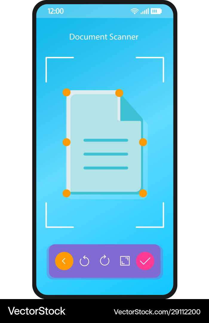 Document scanner smartphone interface template Vector Image
