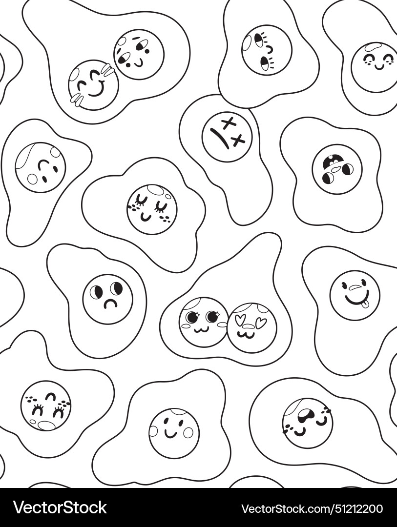 Ink seamless pattern with different cute emoji Vector Image
