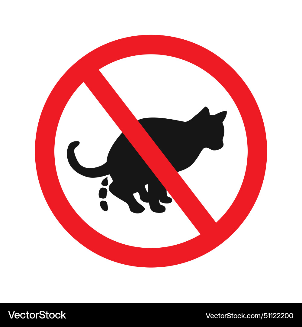 No cat pooping with silhouette Royalty Free Vector Image