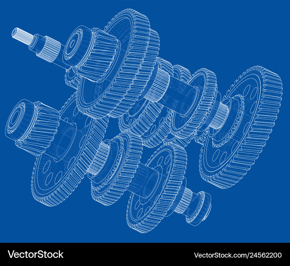 Outline gearbox concept Royalty Free Vector Image