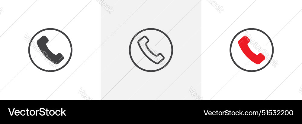 Phone icon set ringing symbol support Royalty Free Vector