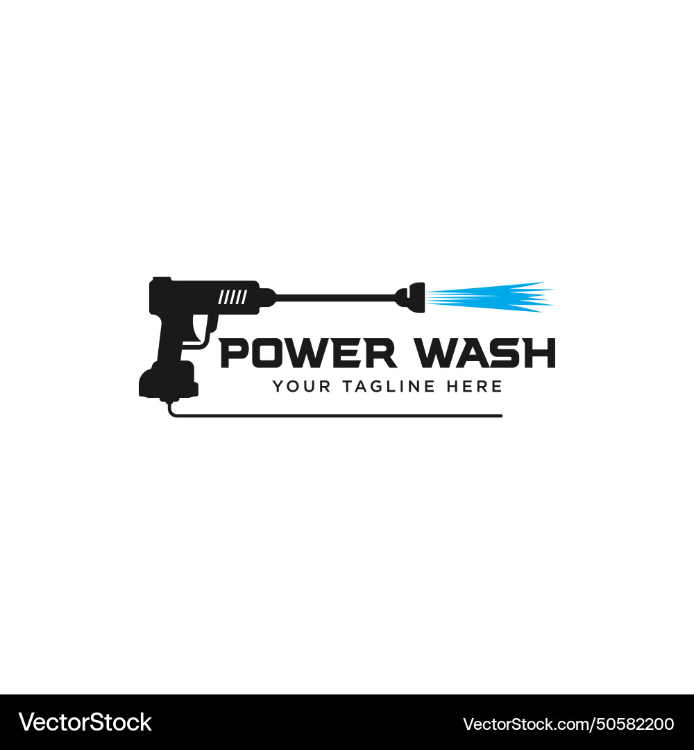 Pressure washing gun logo template cleaning Vector Image