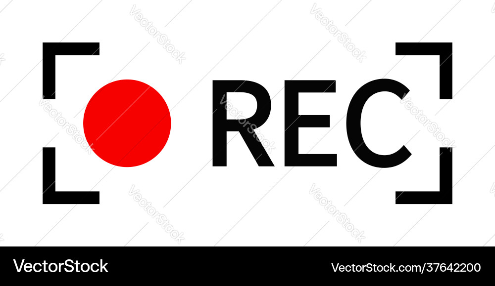 Rec icon button record sign recording video Vector Image