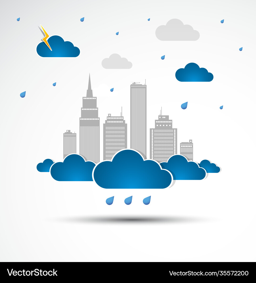 Sky-scraper city theme background bad weather Vector Image
