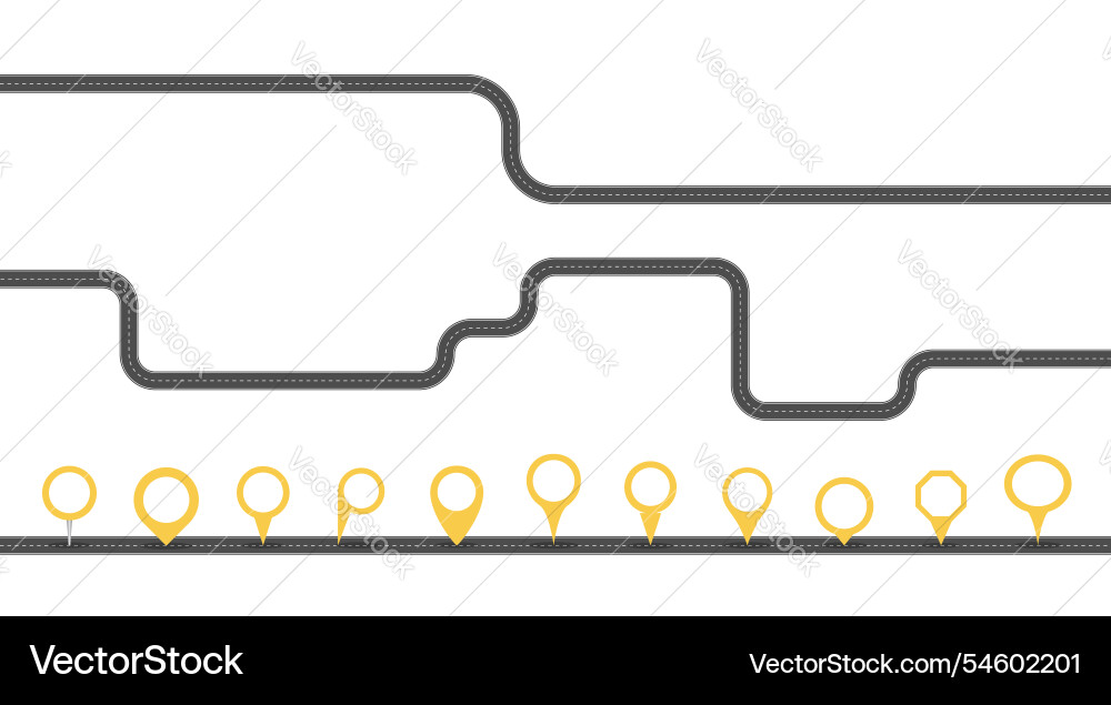 Asphalt roads and map markers Royalty Free Vector Image
