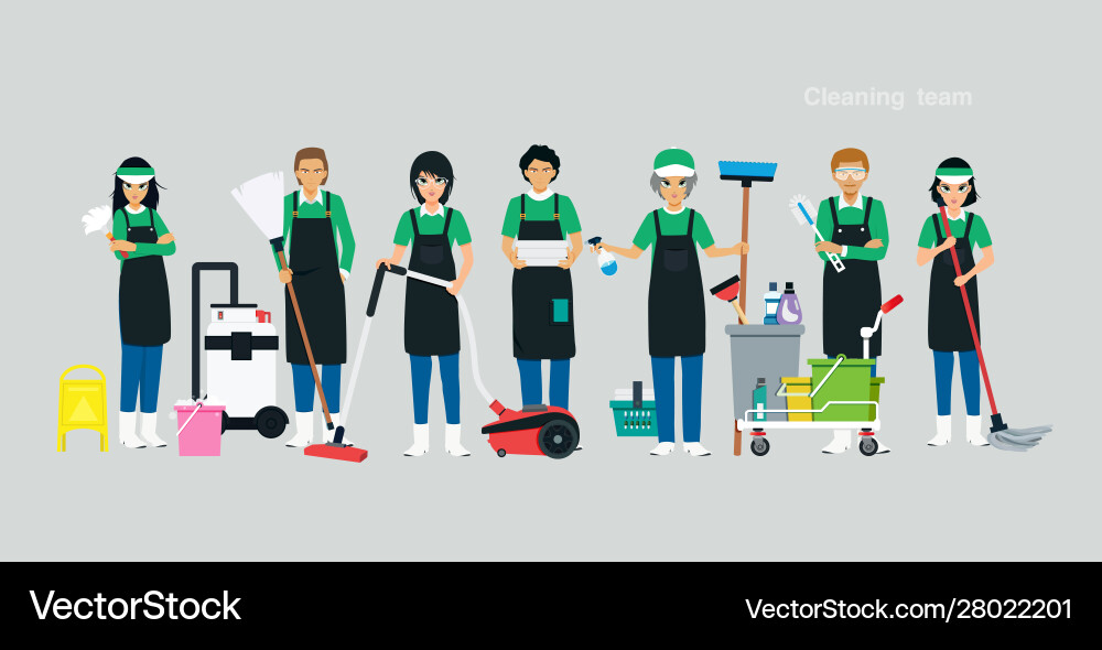 Cleaning team Royalty Free Vector Image - VectorStock