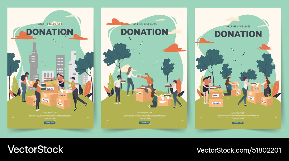 Donation poster set for charity Royalty Free Vector Image