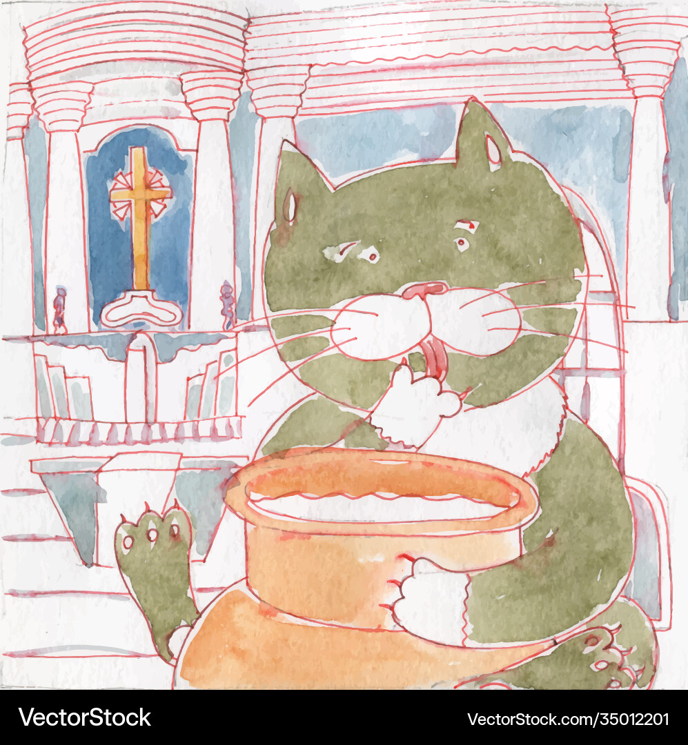 Cat Eating Mouse Drawing