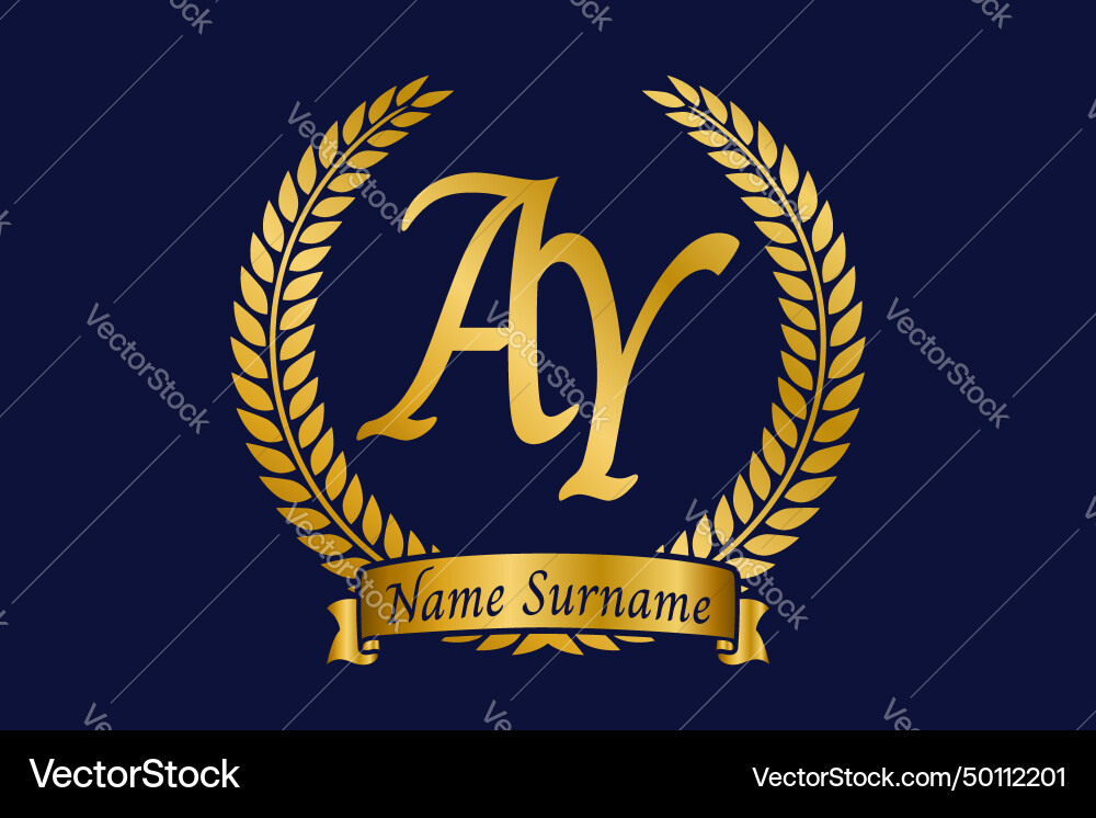 Initial letter a and y ay monogram logo design Vector Image