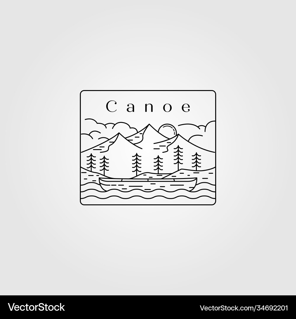 Line Art Canoe Landscape Royalty Free Vector Image
