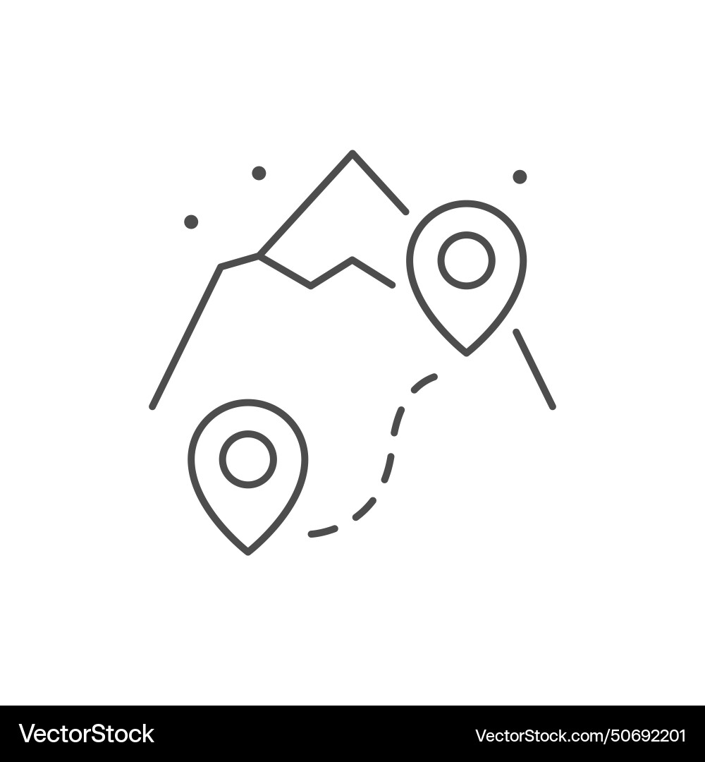 Mountain route line outline icon Royalty Free Vector Image