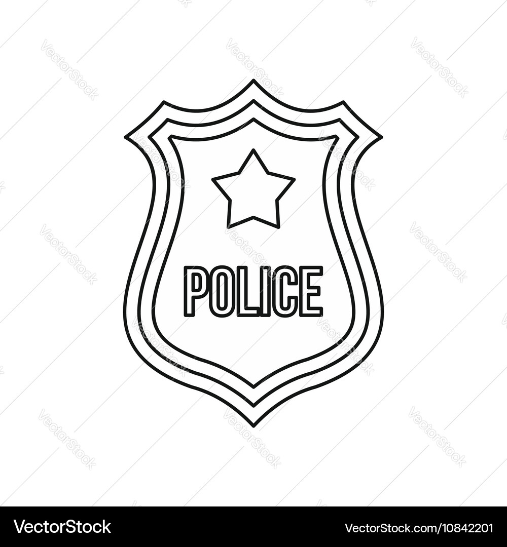 Police shield badge icon outline style Royalty Free Vector