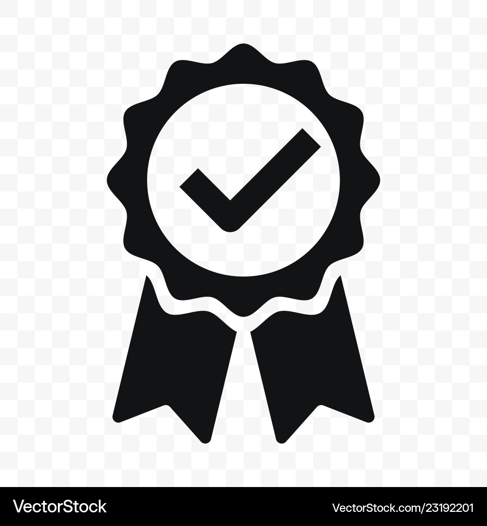 Quality icon certified check mark ribbon label Vector Image