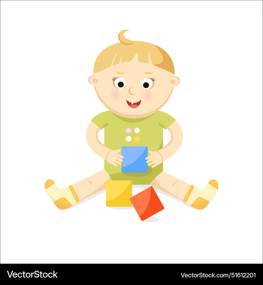 Small baby playing bricks Royalty Free Vector Image