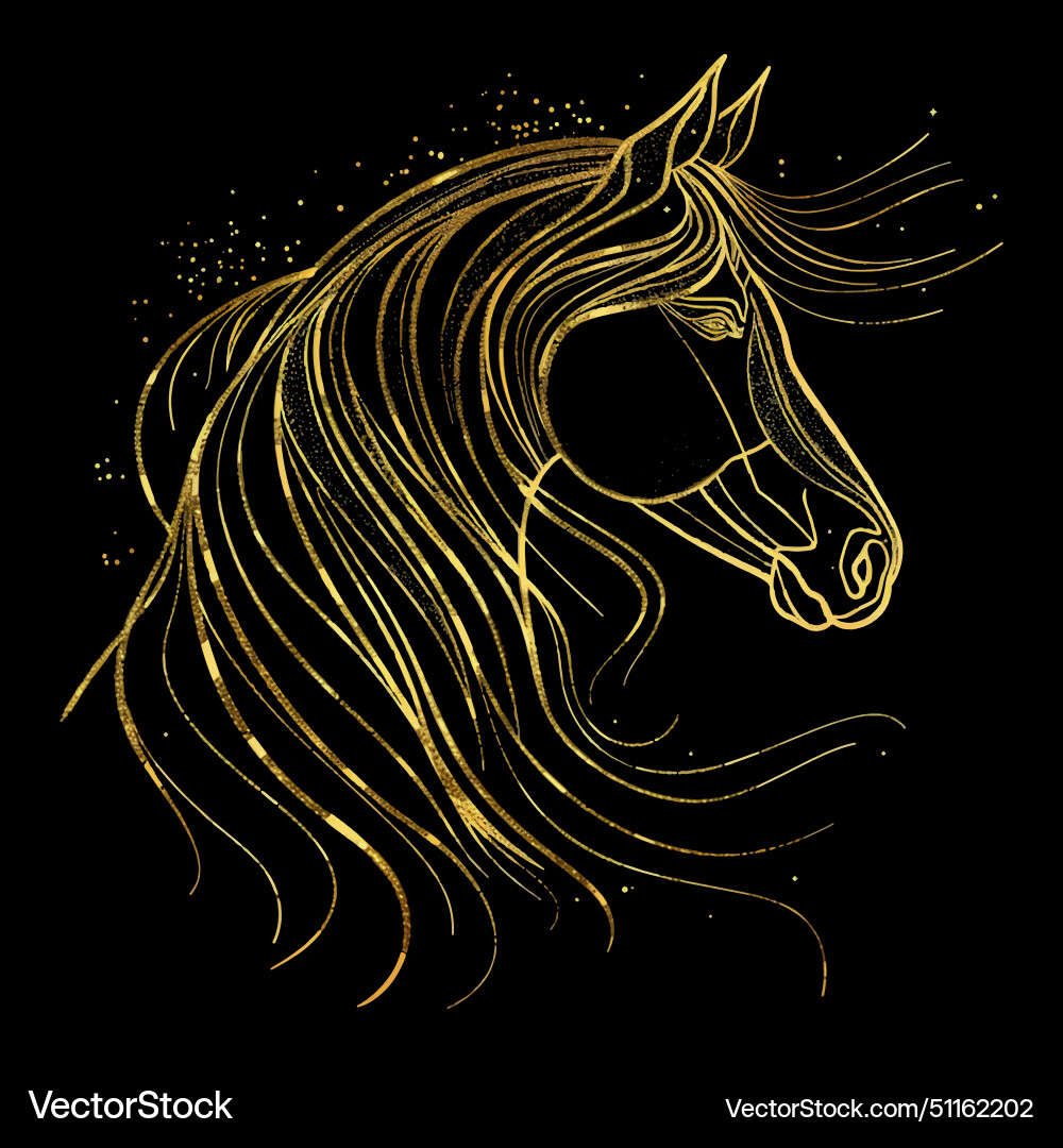 Beautiful gold glittery line art hand drawn Vector Image