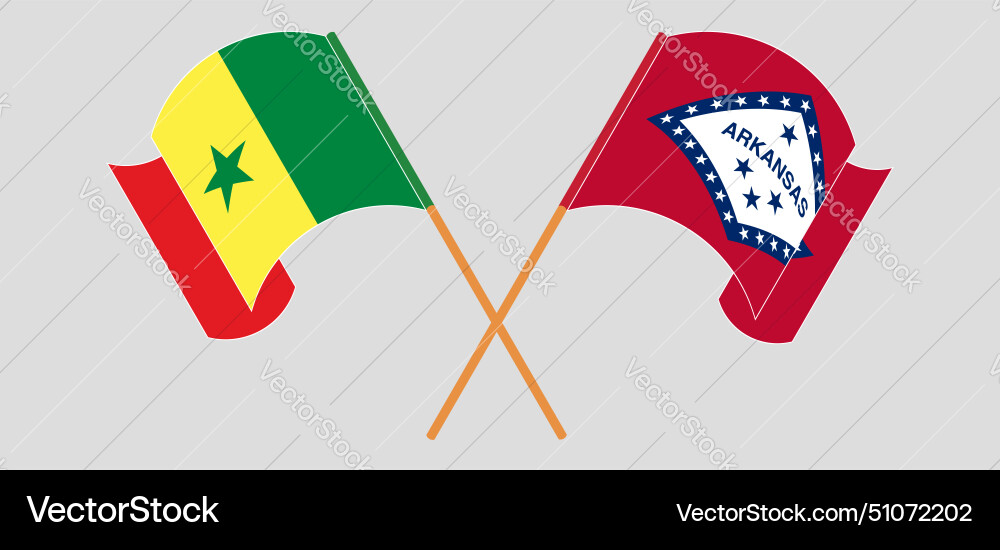 Crossed and waving flags of senegal the state Vector Image