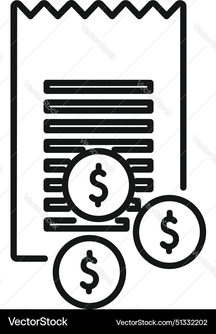 Financial document line icon with coins Royalty Free Vector