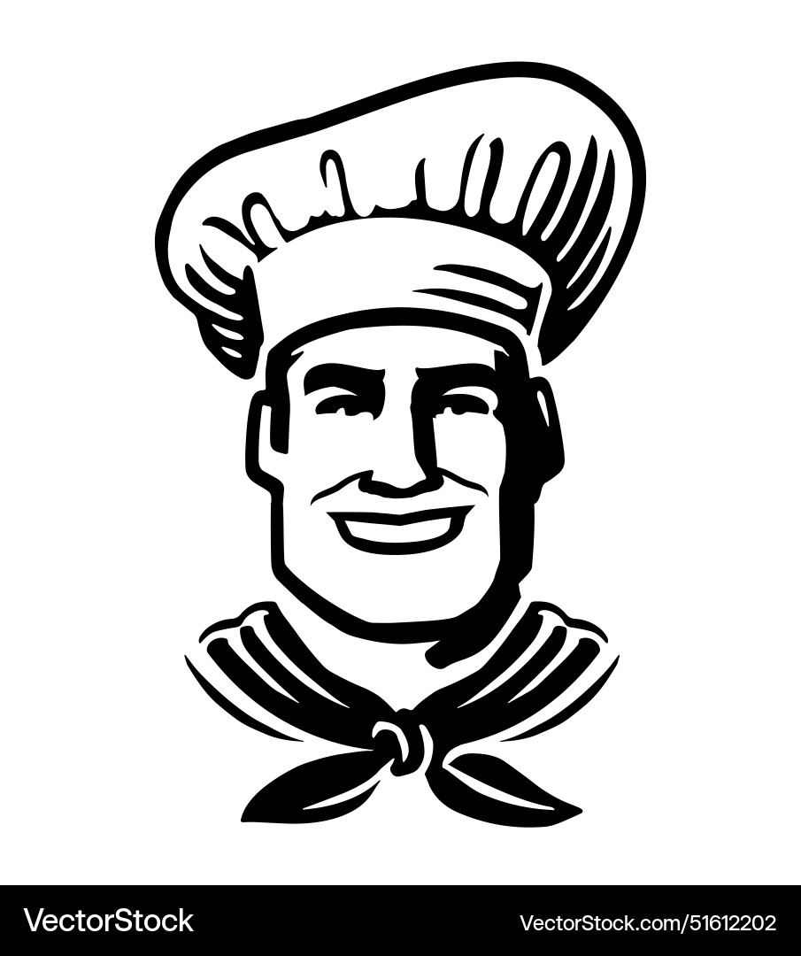 Funny cartoon smiling chef bakery bistro Vector Image