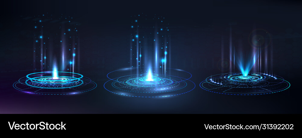 Futuristic Hologram Circle Elements Royalty Free Vector