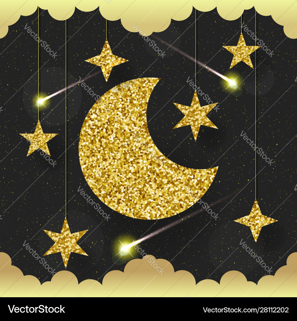 Golden moon symbol icon design element for logo Vector Image