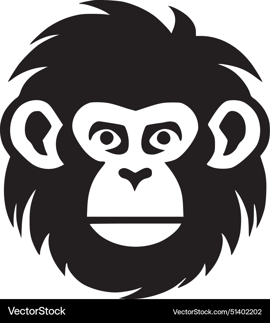 Monkey - black and white Royalty Free Vector Image