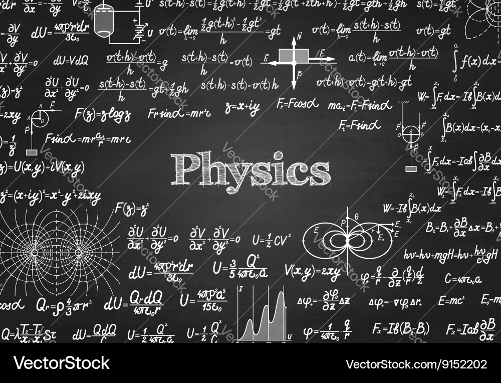 Physical seamless pattern on blackboard Royalty Free Vector