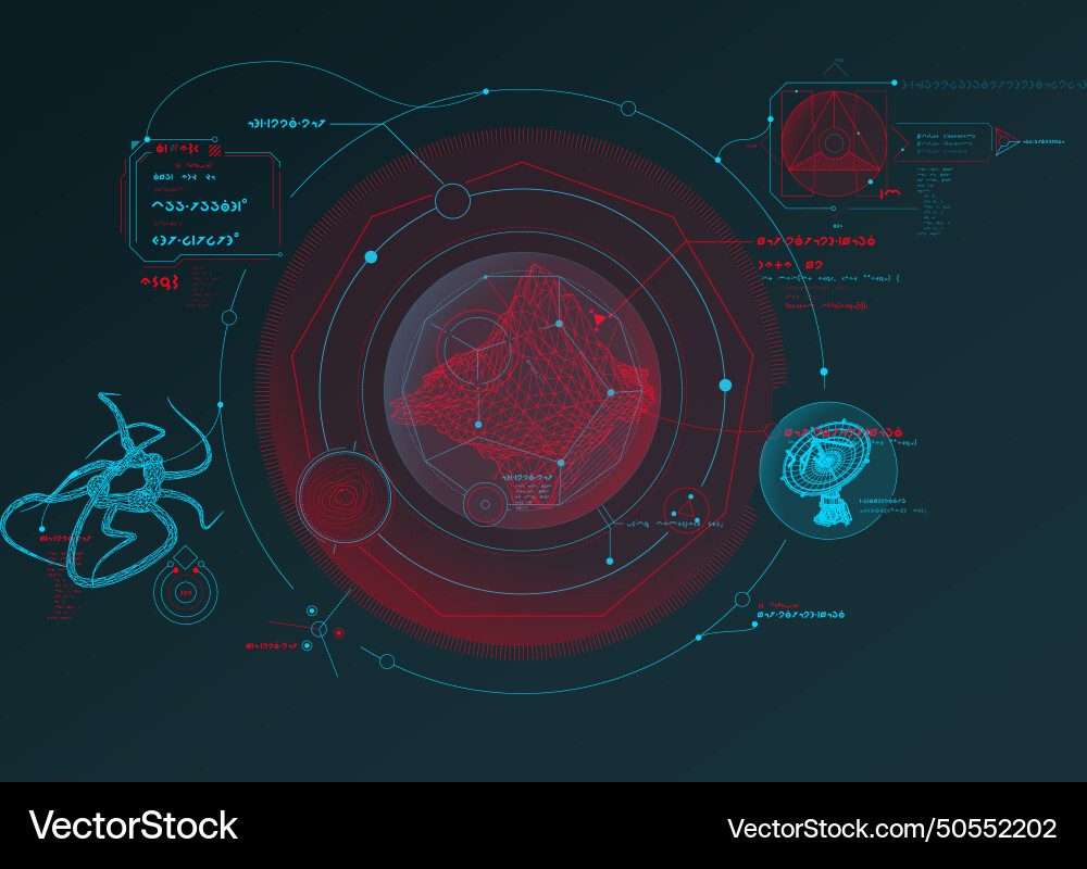 Sci-fi hud interface for data research Royalty Free Vector
