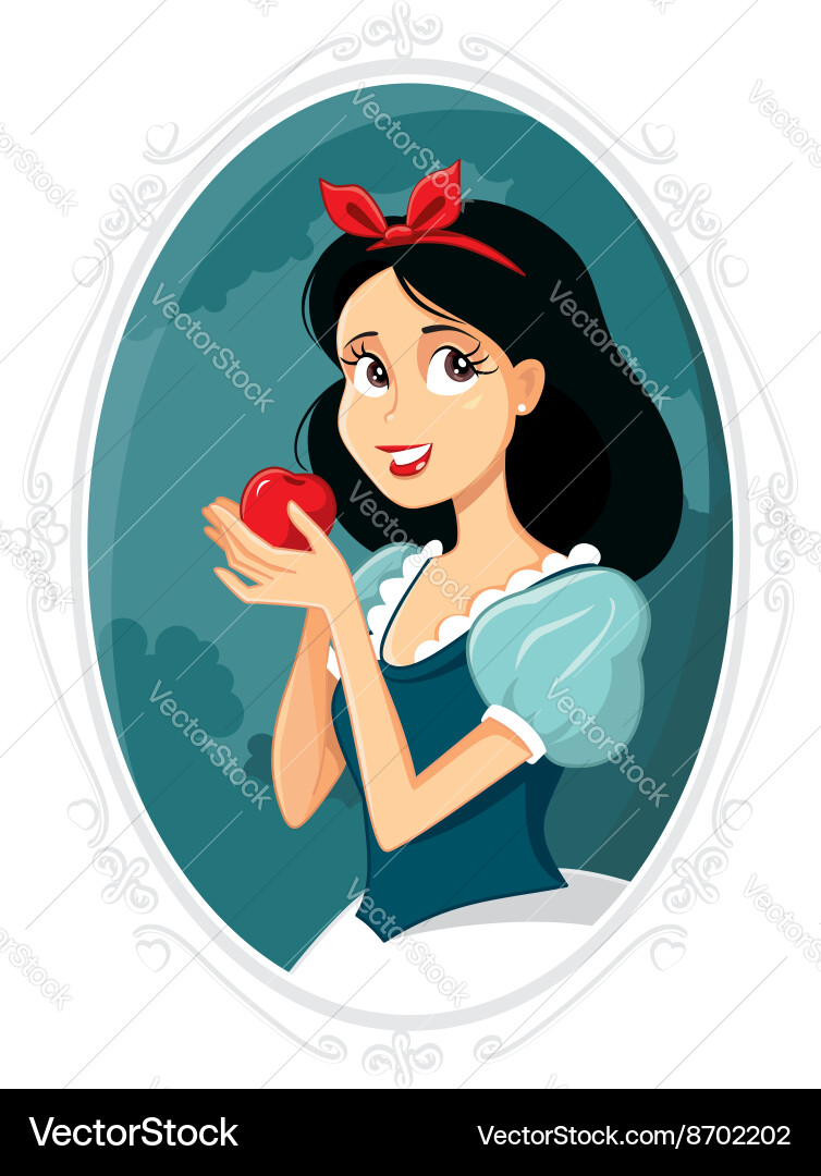 Snow white holding apple Royalty Free Vector Image
