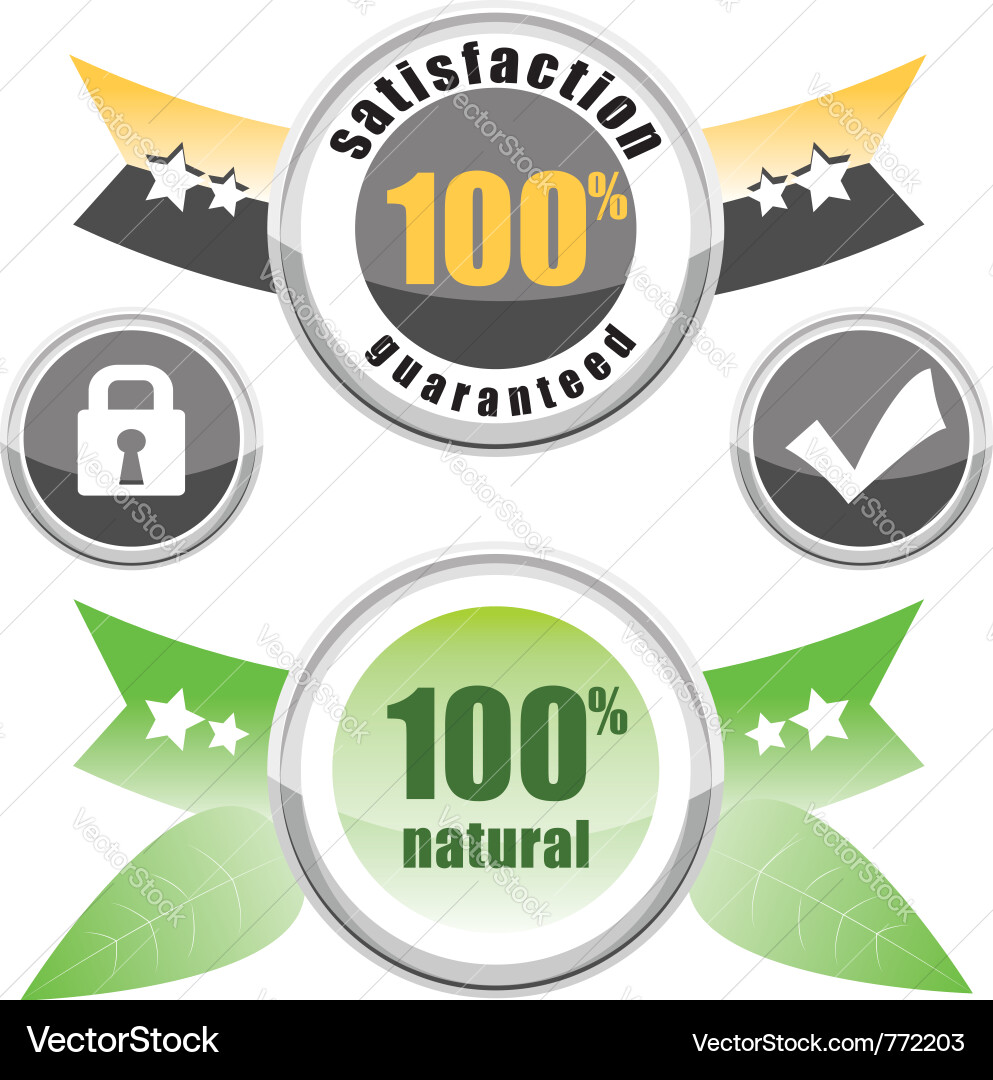 100 natural satisfaction Royalty Free Vector Image