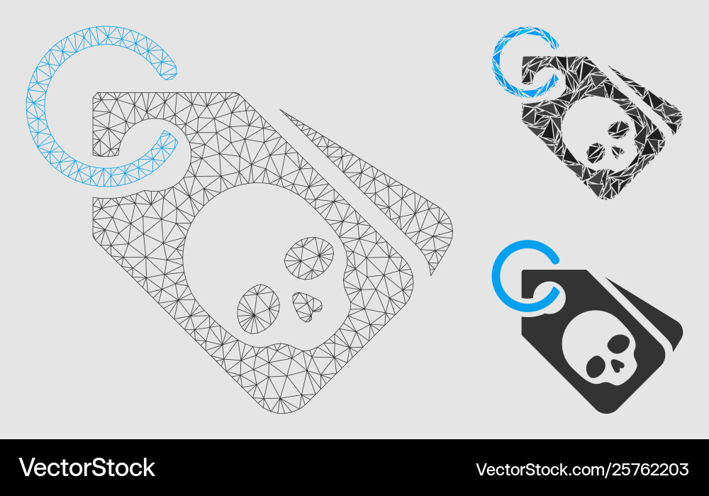 Death skull tags mesh carcass model Royalty Free Vector