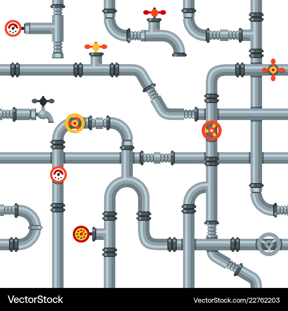 Industrial pipes seamless pattern pipe valves Vector Image