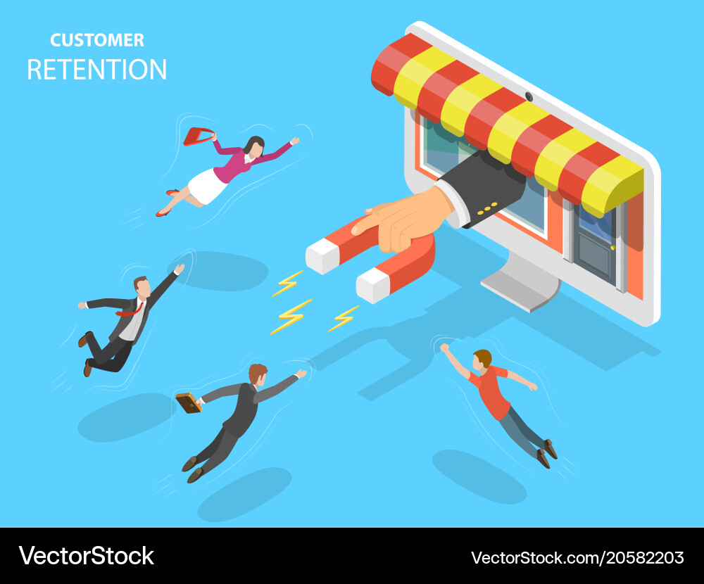 Online store customer retention Royalty Free Vector Image