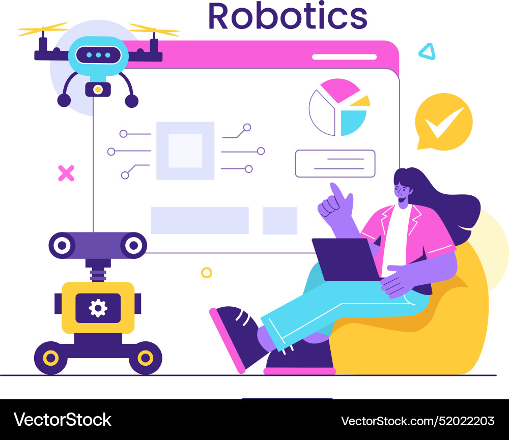 Robotics of artificial intelligence robots Vector Image