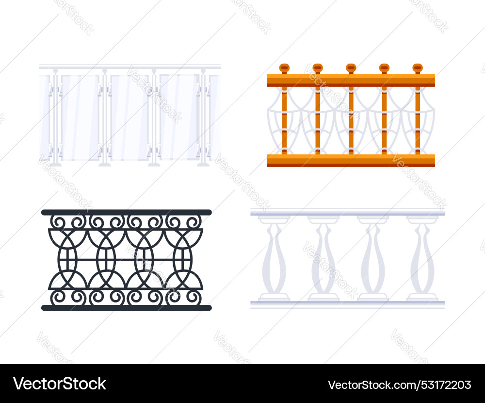 Set of balcony railing is showing different design