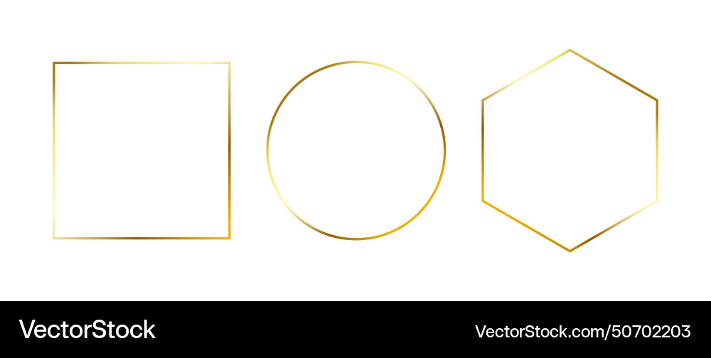 Set of golden thin frames gold geometric borders Vector Image