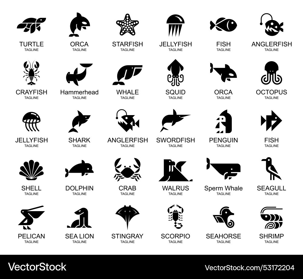 Animals logos collection Royalty Free Vector Image